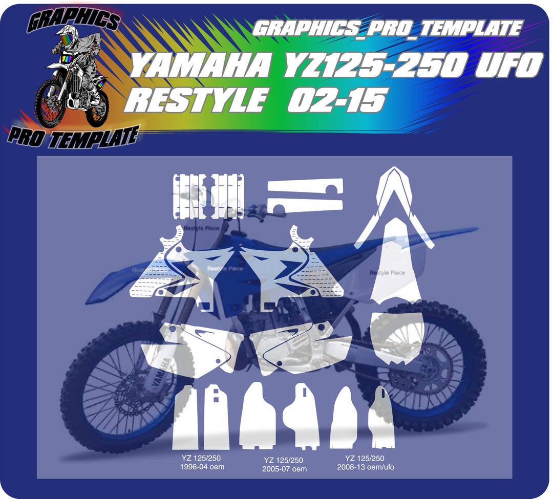 Yamaha Yz125-250 02-15 UFO Restyle Vector Template at a 1:1 Scale - Etsy