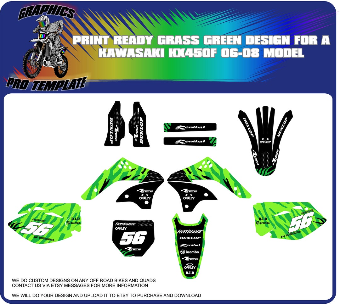 Kawasaki Kx450f 06-08 Model Grass Green Sticker Kit - Etsy