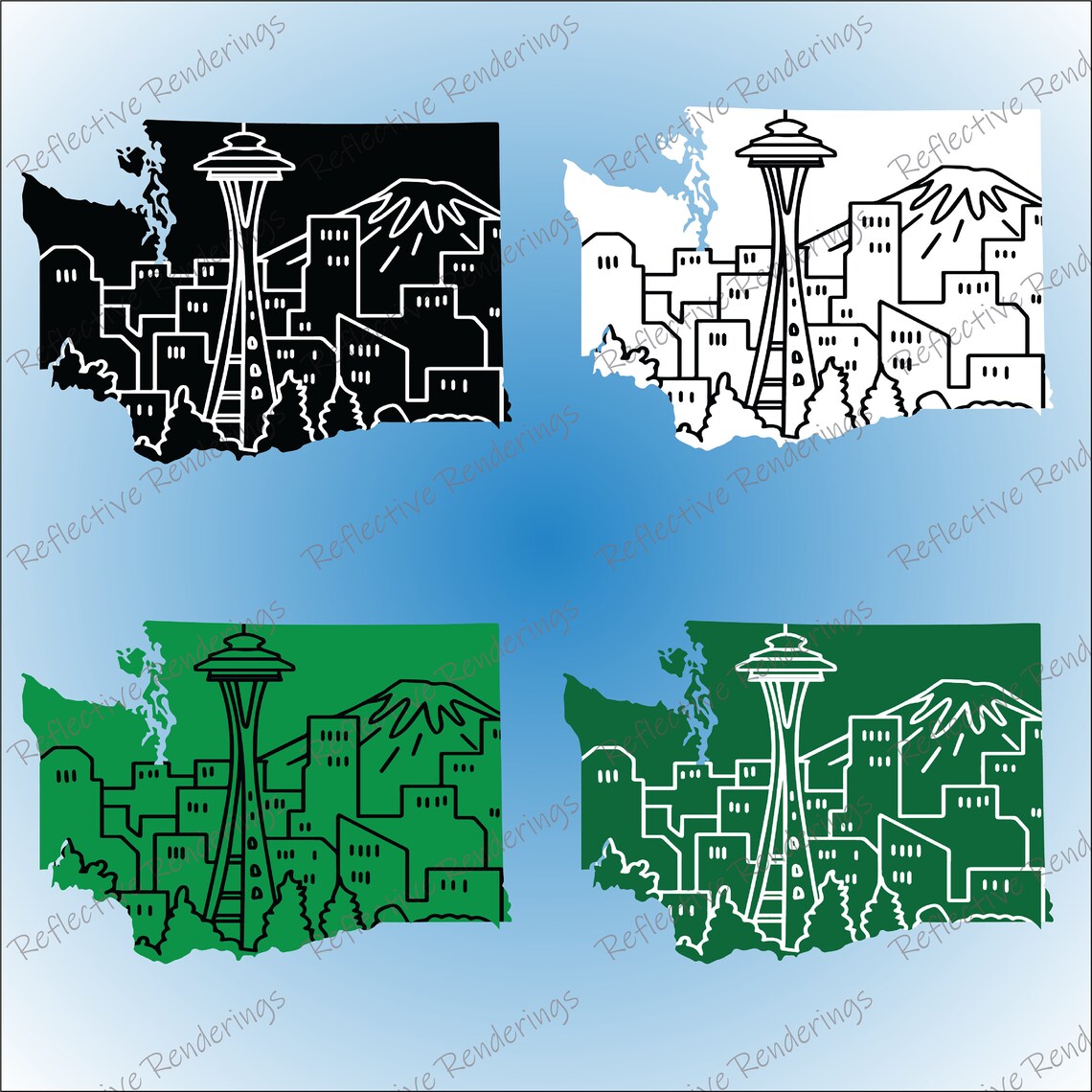 Washington State SVG | Seattle Skyline SVG | Washington Craft DIY | 4 ...