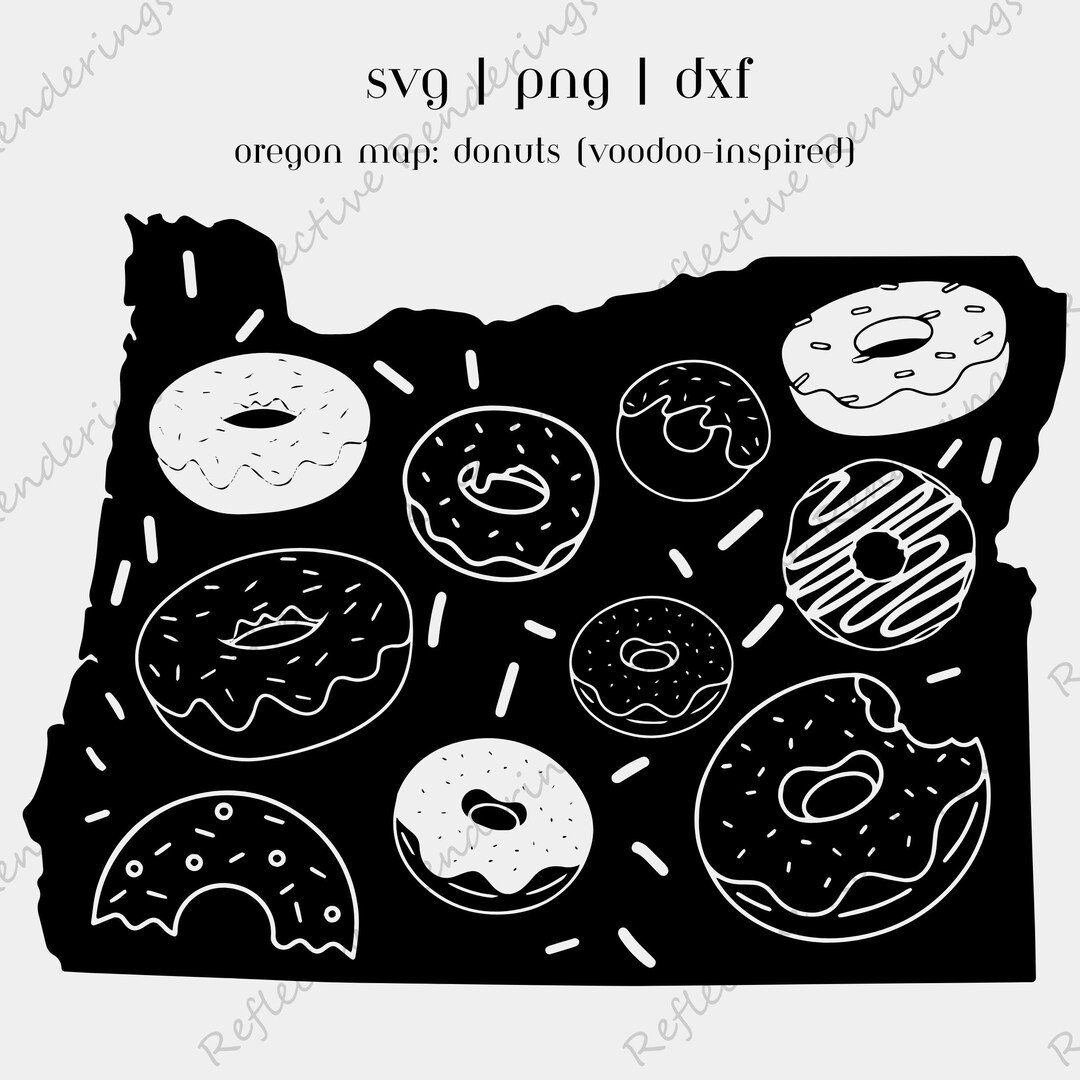 Oregon State Map SVG With Voodoo-donuts-inspired Line Art | Oregon Pop ...