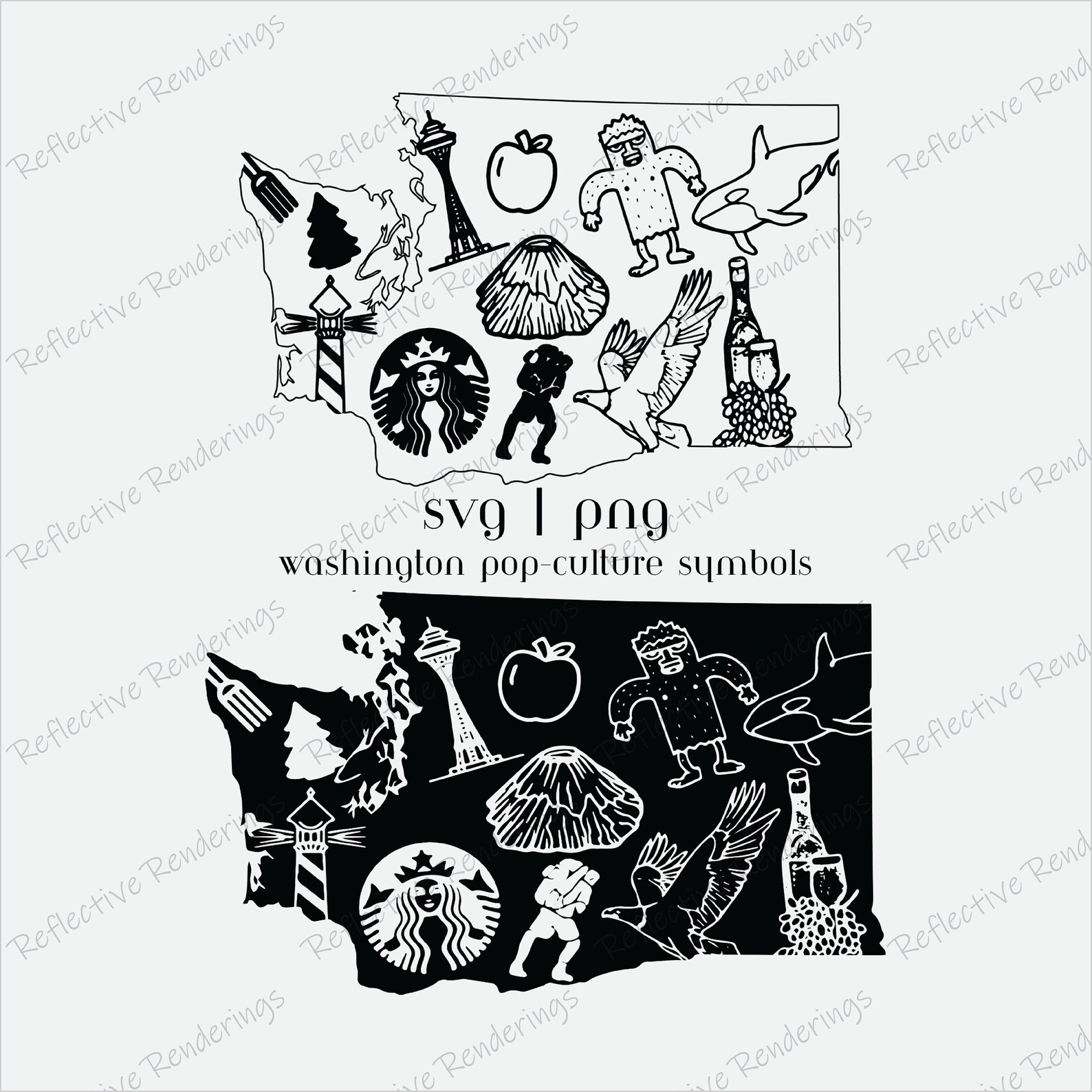 Washington Symbols SVG Pack | WA Pop Culture SVG | Unique Washington ...