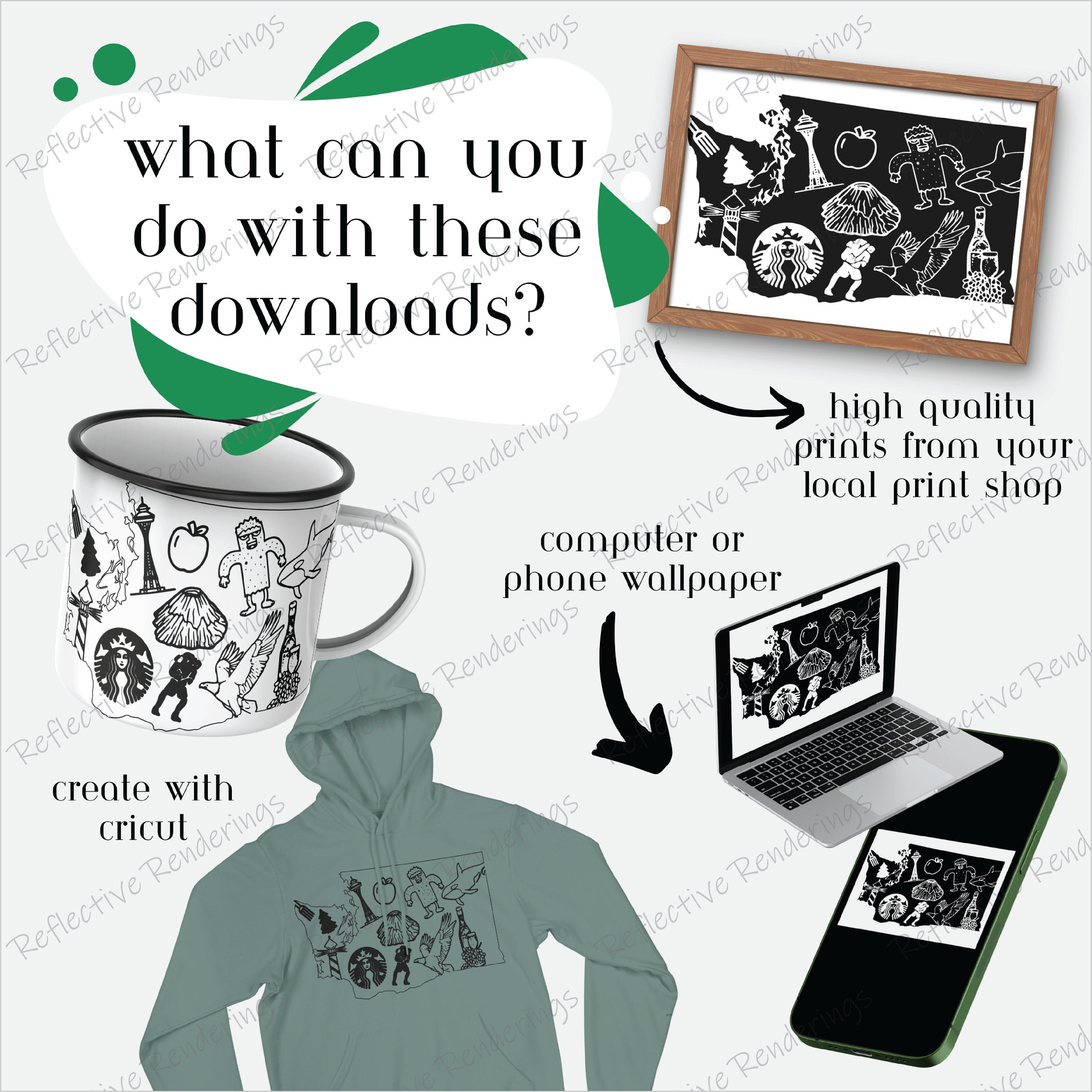 Washington Symbols SVG Pack | WA Pop Culture SVG | Unique Washington ...