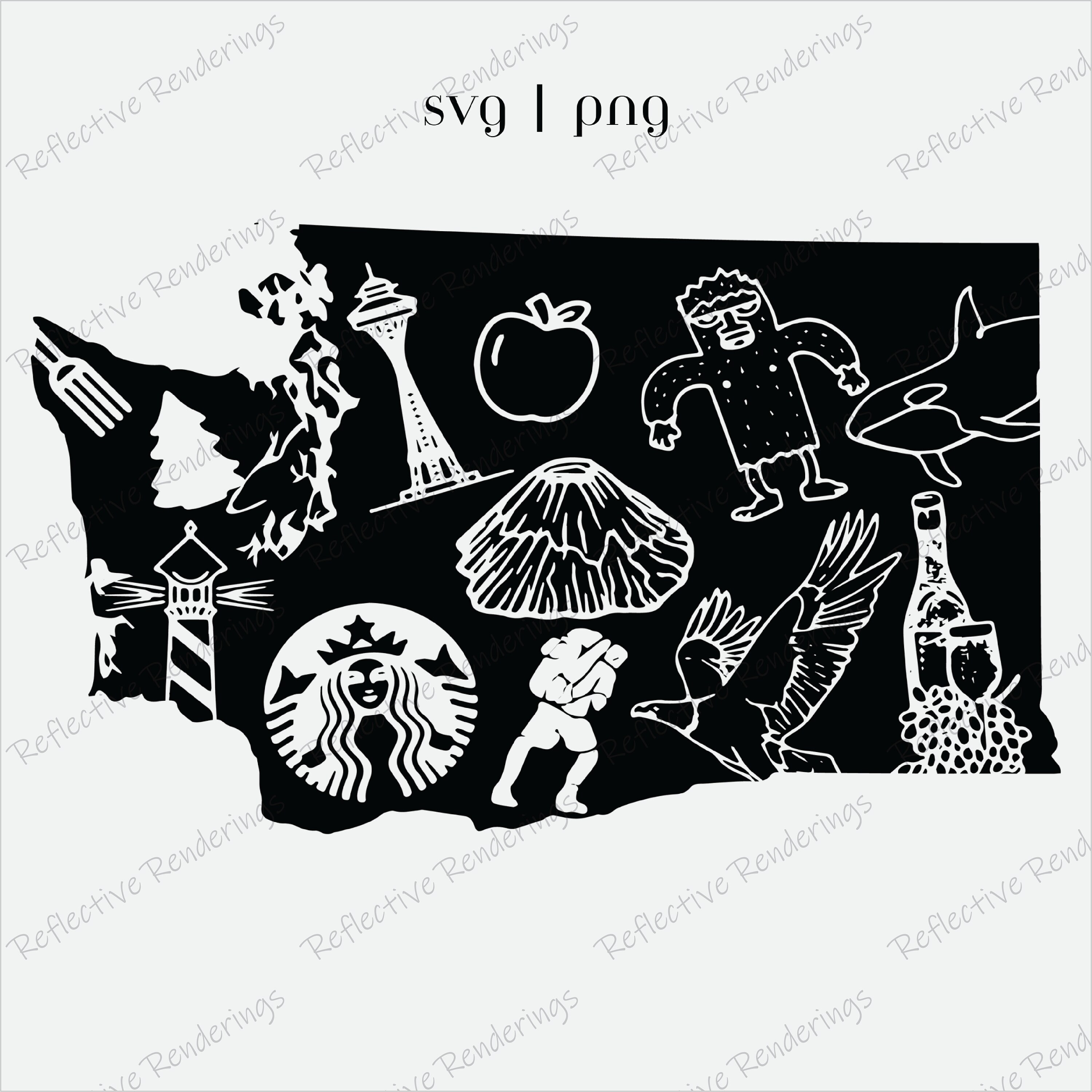 Washington Symbols SVG Pack | WA Pop Culture SVG | Unique Washington ...
