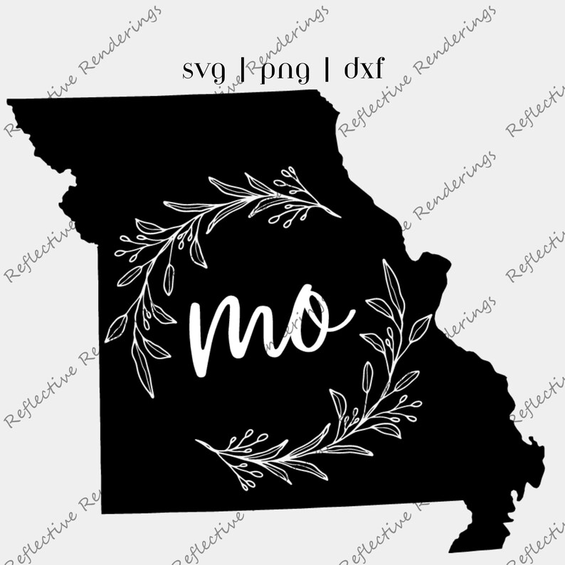Missouri State Map Simple Wreath SVG | Missouri Cricut Feminine Art PNG ...