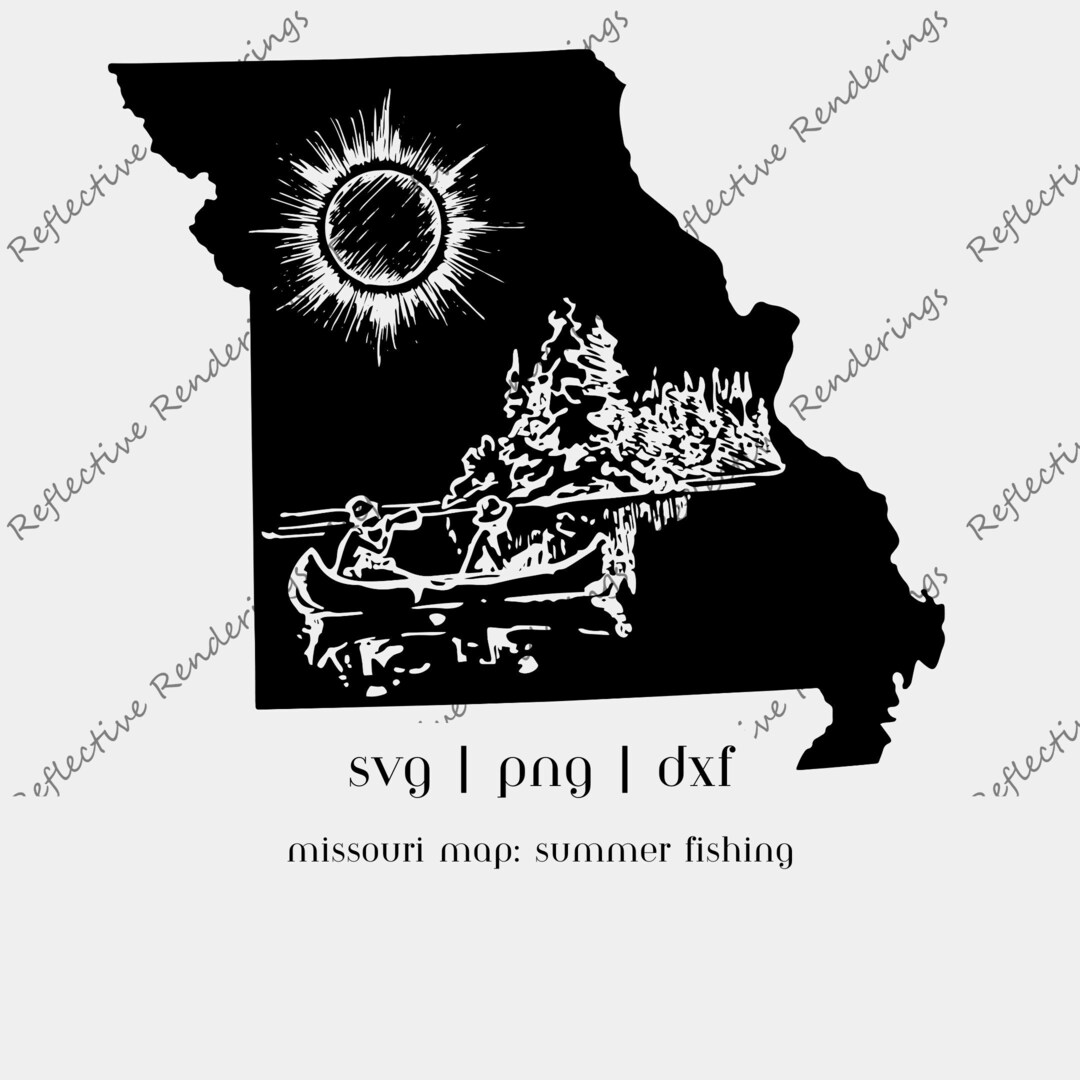 Missouri State Map River Fishing SVG | MO Fish Png Digital Download ...