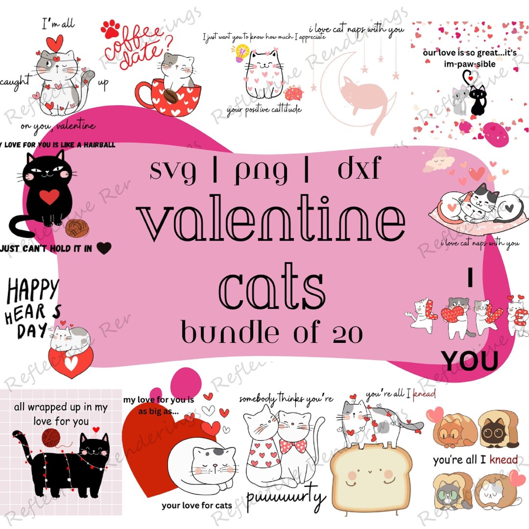 Cat Valentine's Day SVG Bundle | Cat Lover Meme Valentine Gift ...