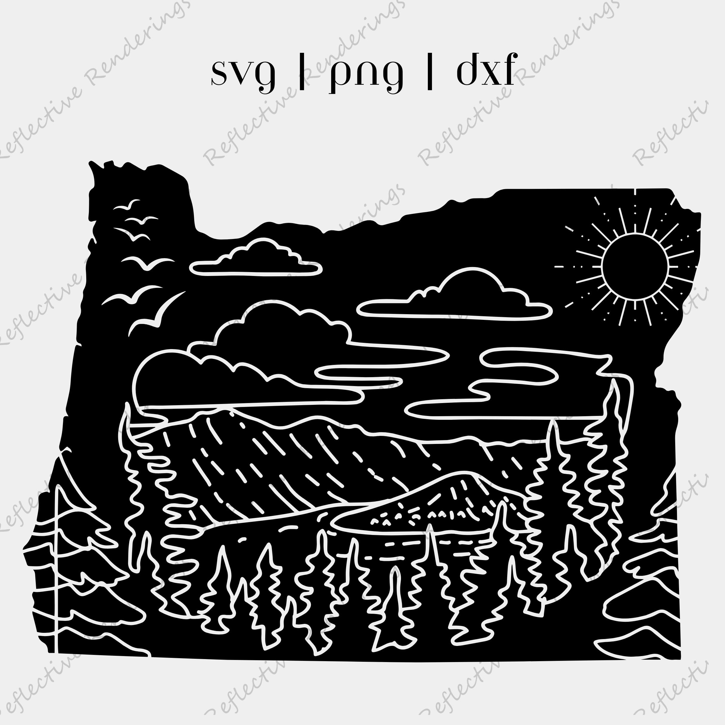 Summer Crater Lake Oregon SVG | Oregon Nature Cricut Cut File Digital ...