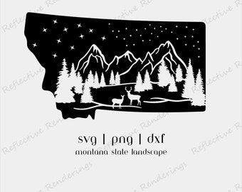 Montana State Mountains SVG Montana Nature SVG Unique Montana State Map ...