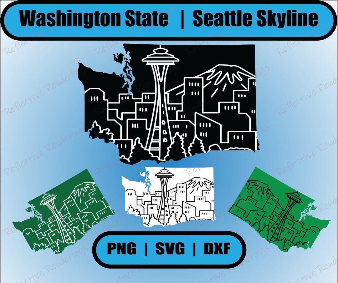 Washington State SVG | Seattle Skyline SVG | Washington Craft DIY | 4 ...