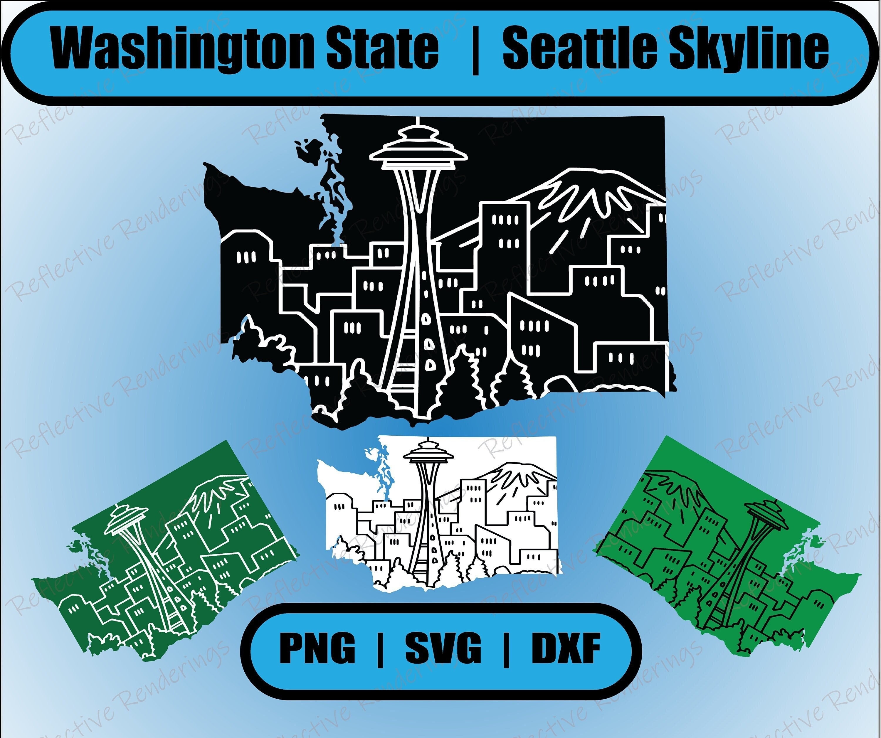 Washington State SVG | Seattle Skyline SVG | Washington Craft DIY | 4 ...
