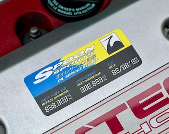 Spoon Sports JDM Oil Service Reminder Sticker Honda Type R K20A F22 ...