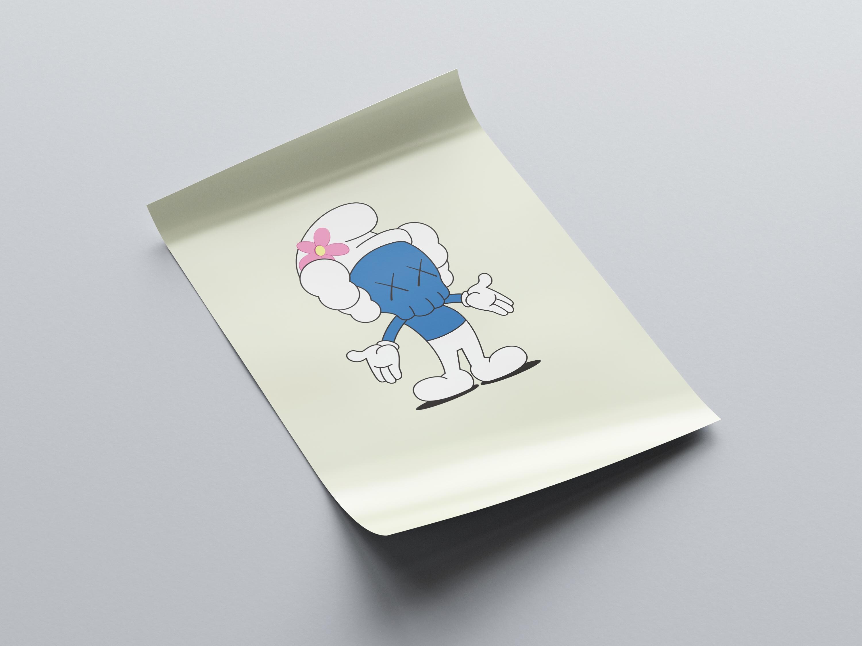 The Smurfs X KAWS Flower Smurf Wall Art Hypebeast Perfect for Teenagers ...