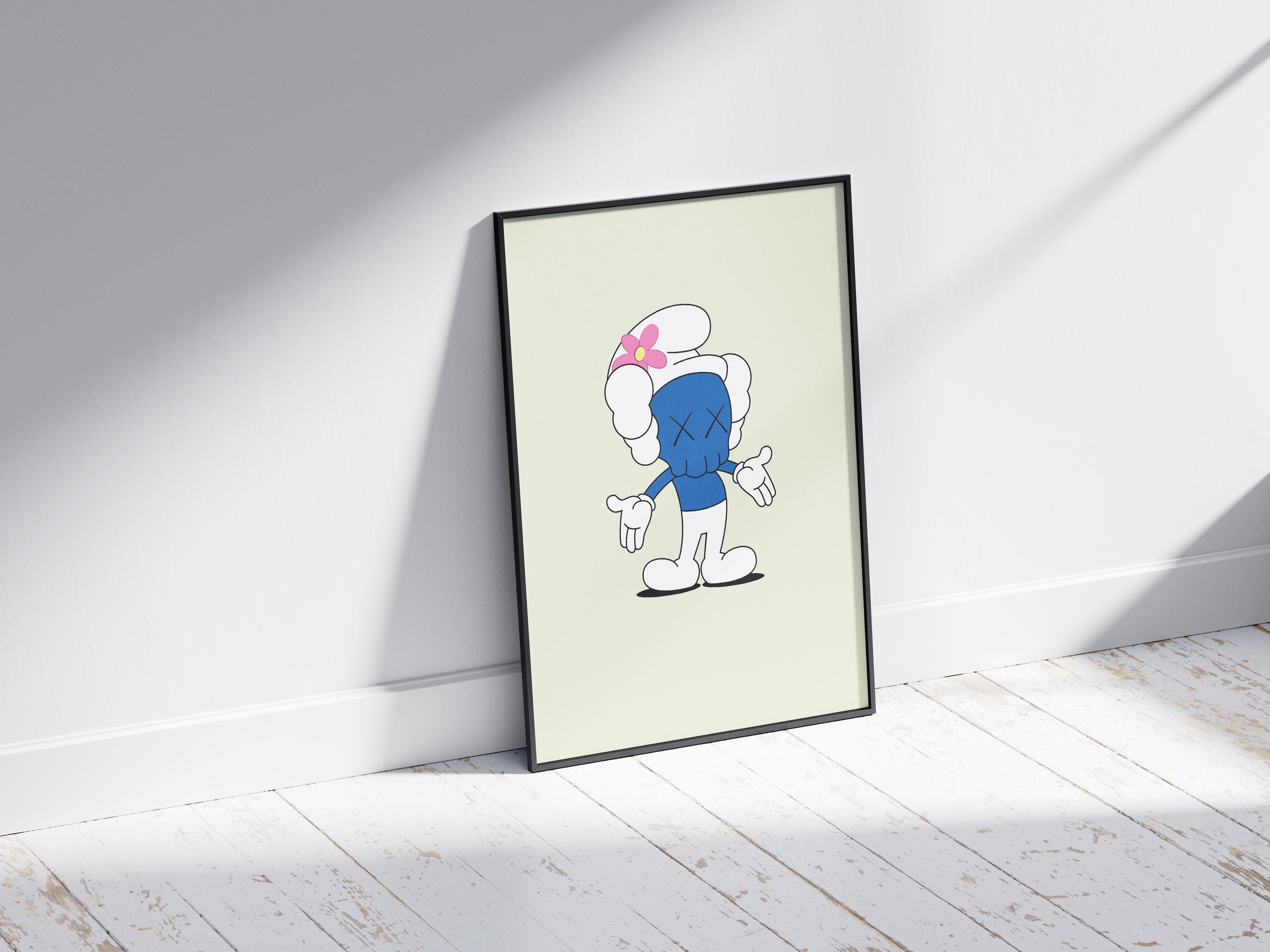 The Smurfs X KAWS Flower Smurf Wall Art Hypebeast Perfect for Teenagers ...