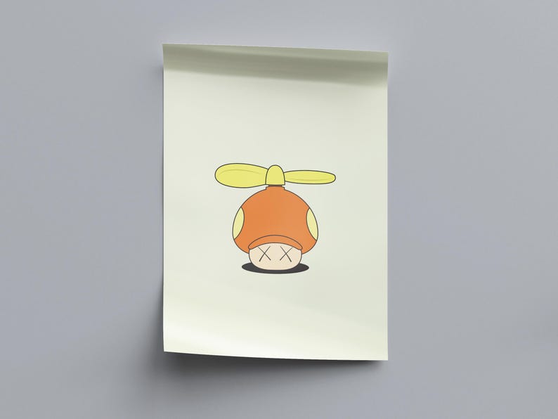 Super Mario Poster Propeller Mushroom A4 Poster 5/15 Wall Decor Perfect ...