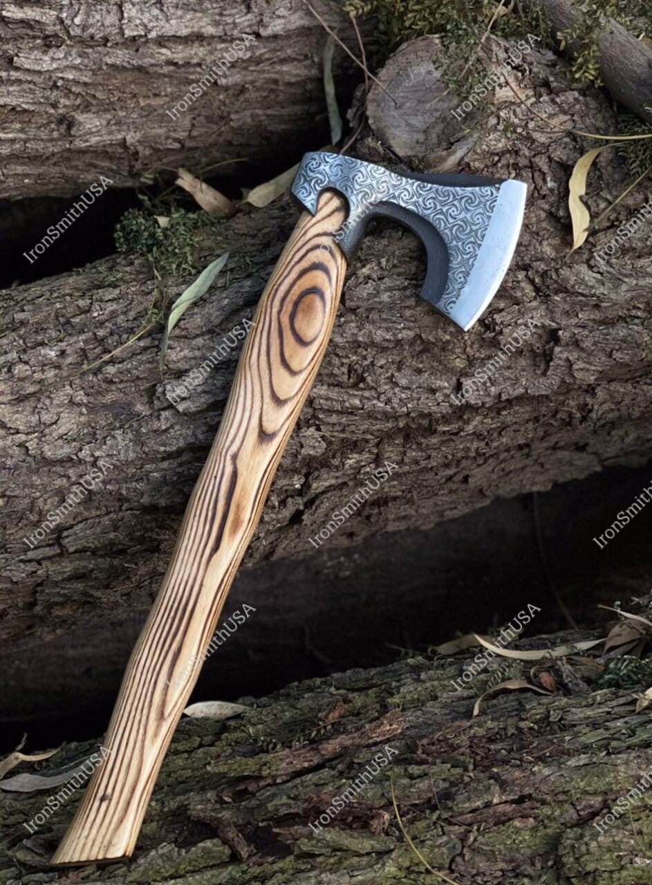 Handmade Viking Axe Norse Axe Raven Engraved Axe Battle Ready Axe ...