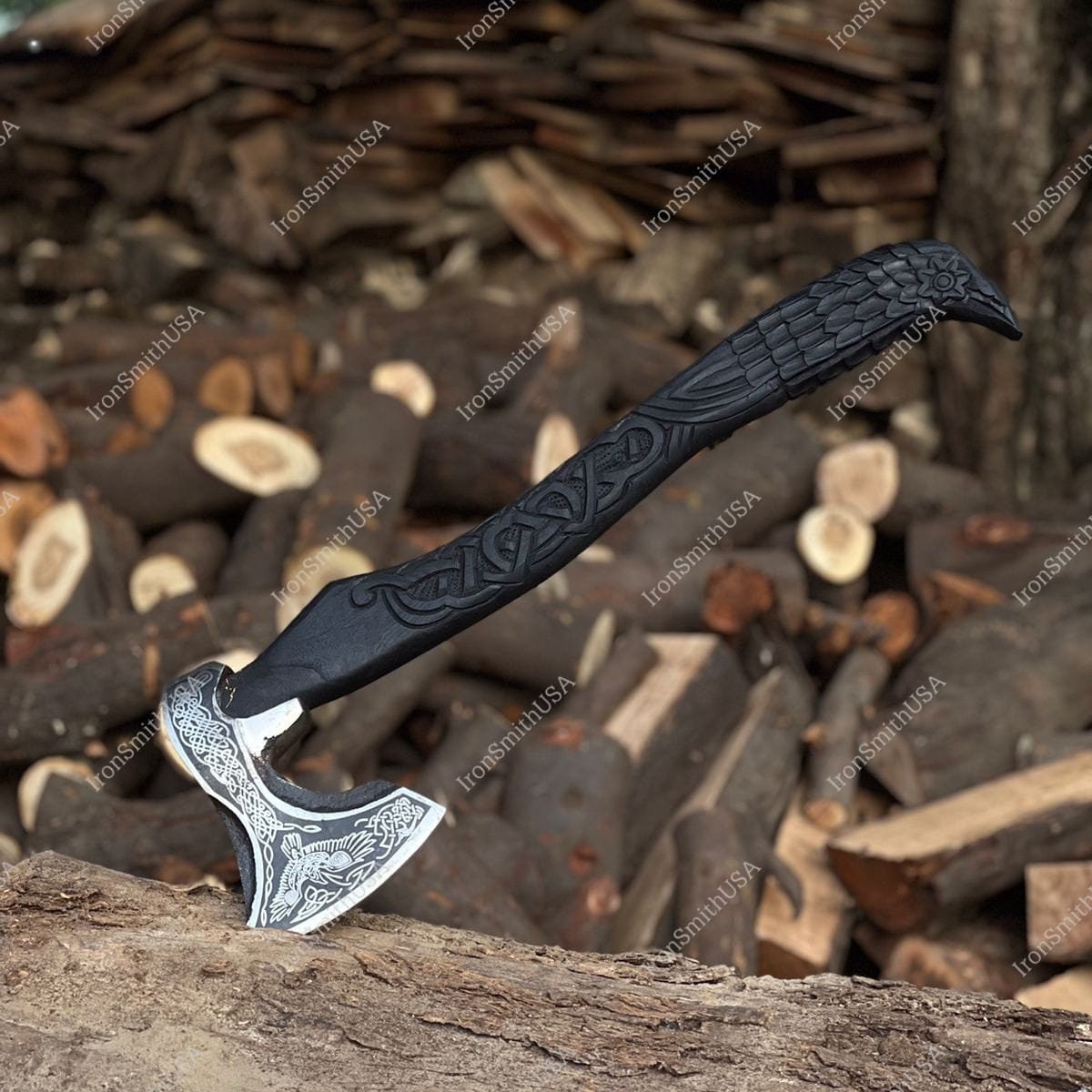 Handmade Viking Axe Norse Axe Raven Engraved Axe Battle Ready Axe ...