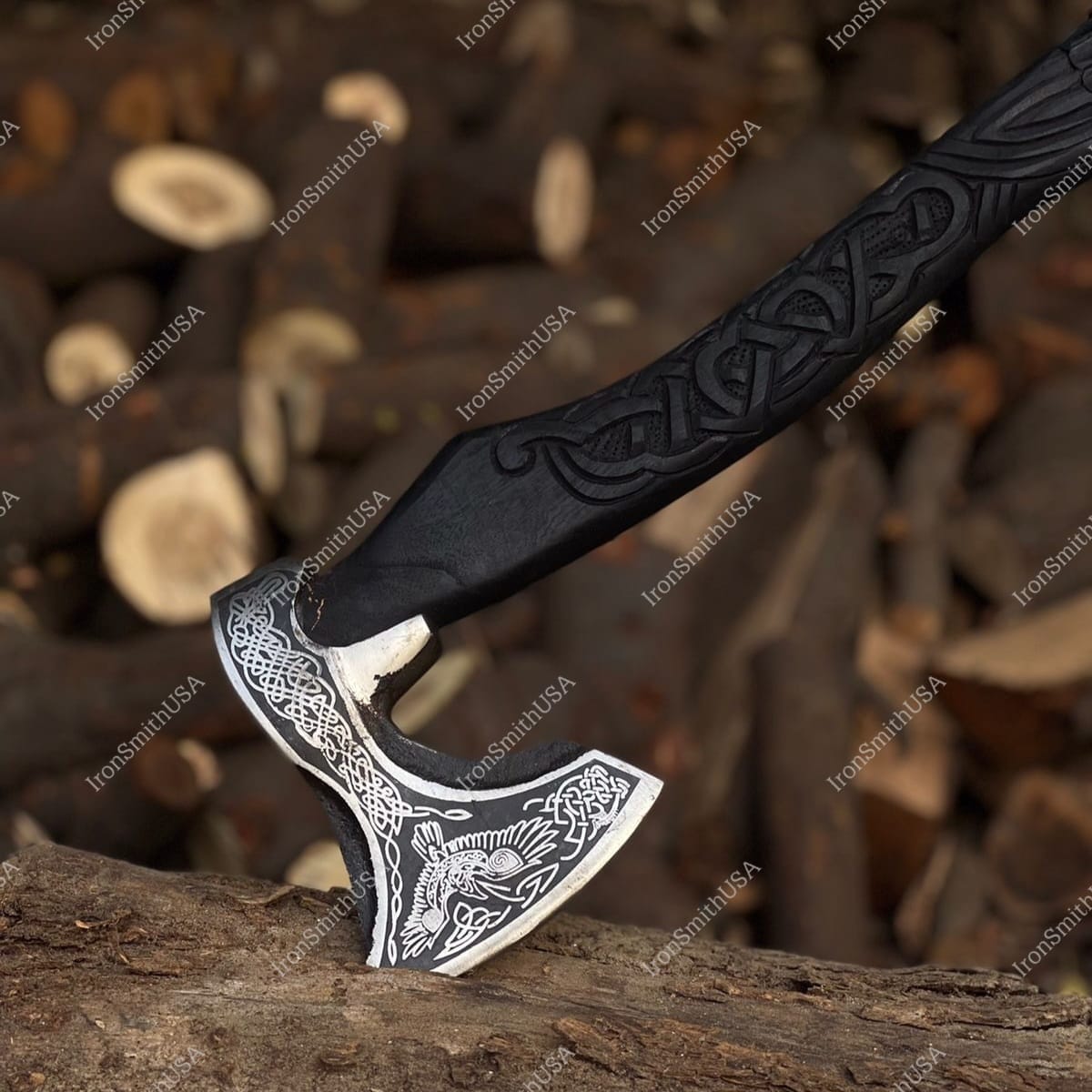 Handmade Viking Axe Norse Axe Raven Engraved Axe Battle Ready Axe Groomsmen Gift for Him ...