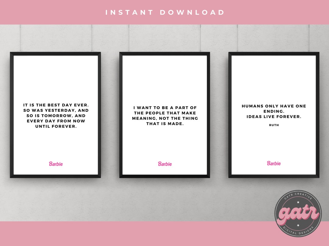 Barbie Quote Wall Art Digital Download, 2023 Barbie Movie Quotes ...