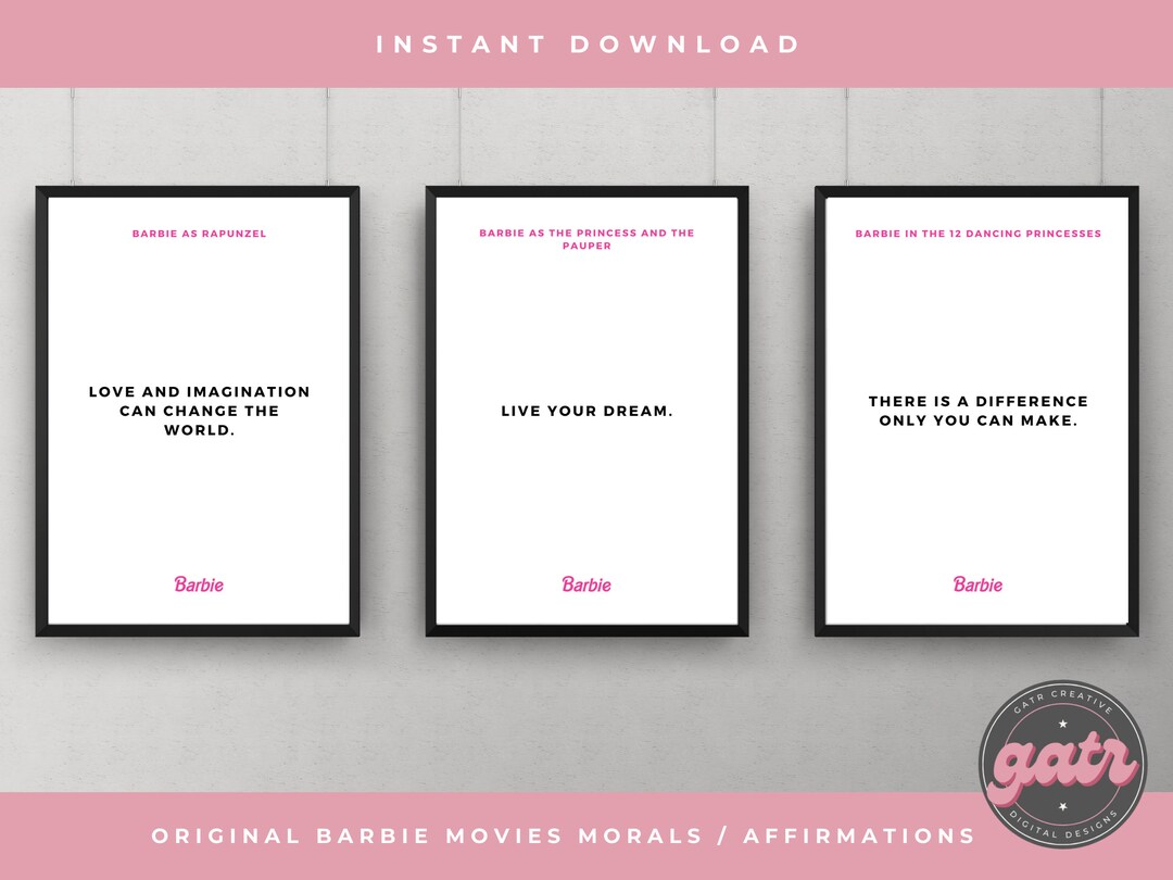 Original Barbie Movies Morals, Barbie Movie Affirmations, Adult/child ...