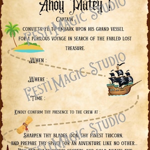 Birthday Invitation - Pirate Theme - Printable Pirate Party Invite for ...