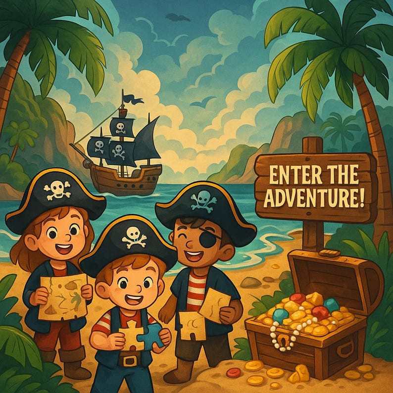 Pirate Treasure Hunt: Printable Birthday Party Game for Kids Ages 6-12 ...
