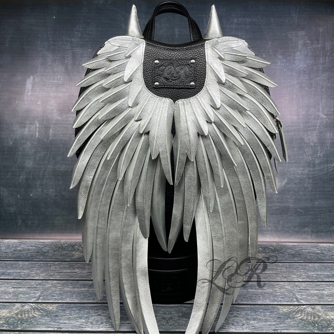 Women's Leather Backpack With Wings and Cute Horns - Etsy