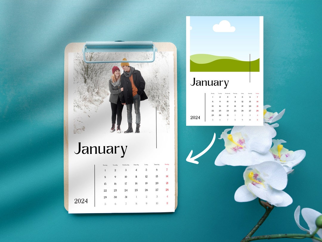 Photo Calendar 2024 Editable Canva Template A3 Personalized - Etsy