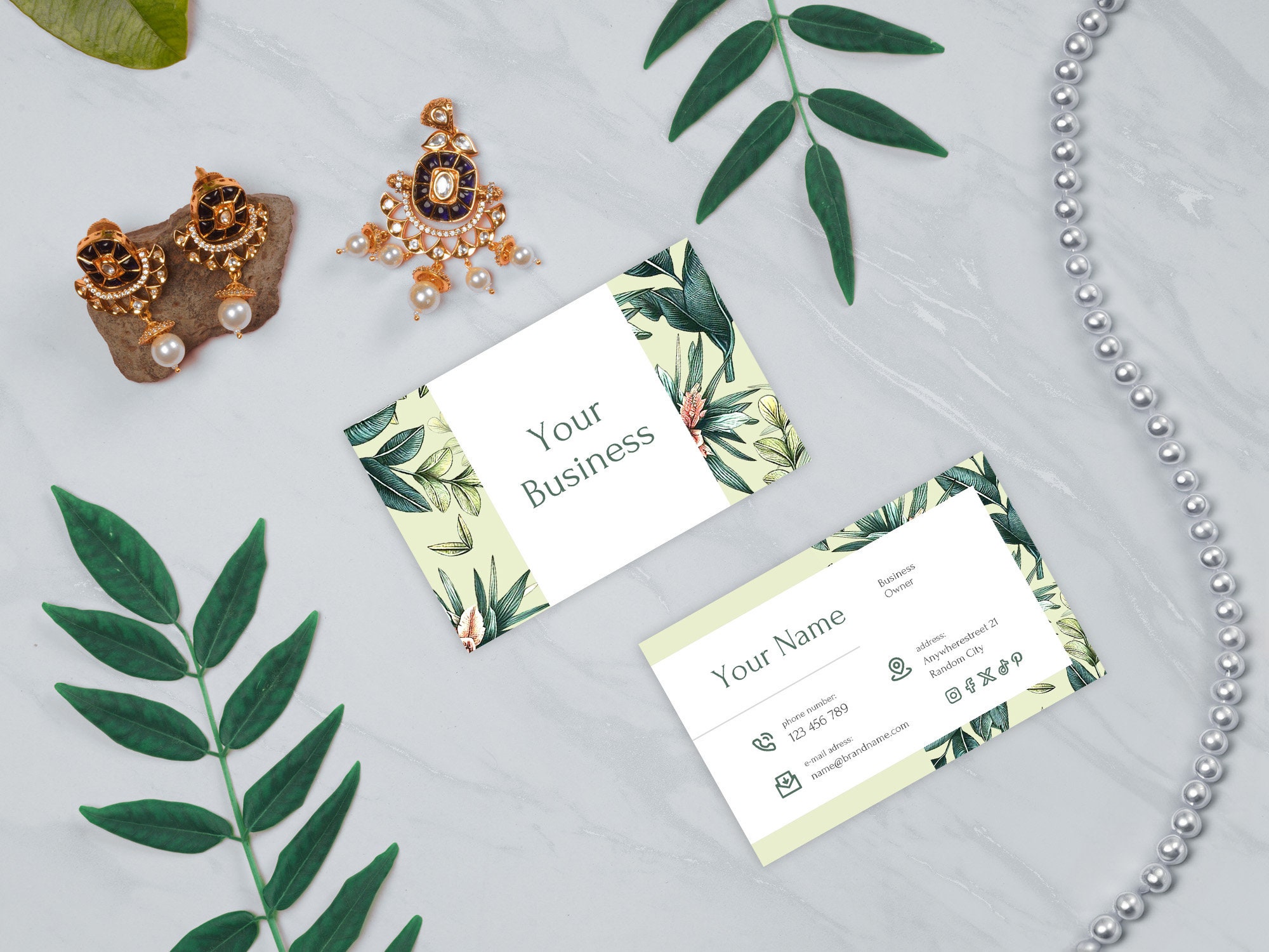 Tropical Business Card Template, DIY, Canva Template, Exotic Business ...