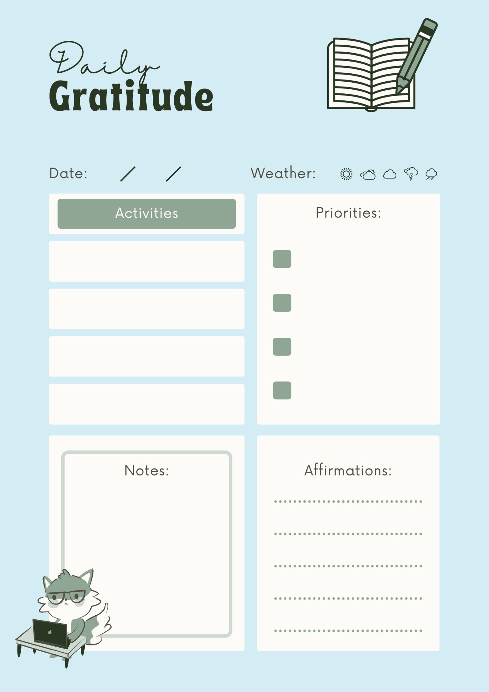 Gratitude Journal BUNDLE 14 Page Digital Planner Printable Planner ...