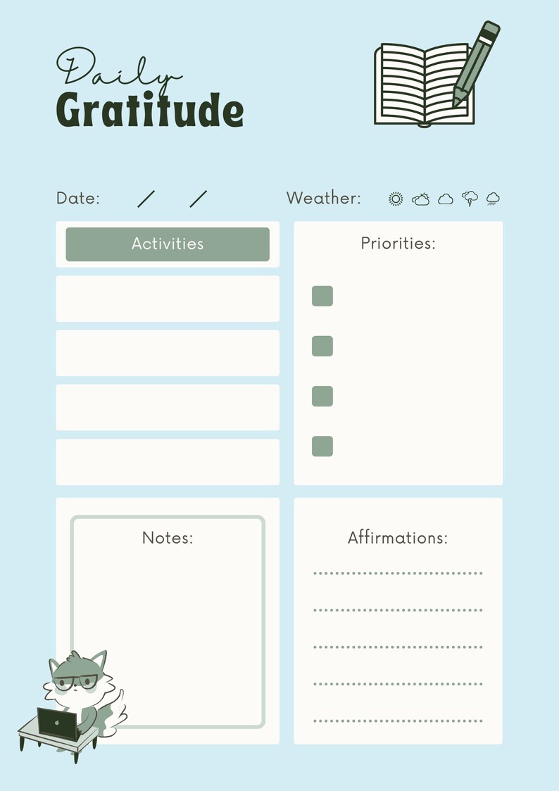 Gratitude Journal BUNDLE 14 Page Digital Planner Printable Planner ...