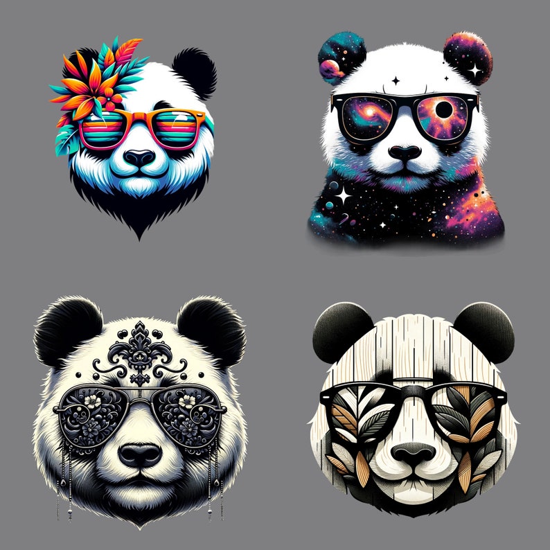 Panda Design Bundle PNG Pack, Png Files, Png Designs, Digital Product ...