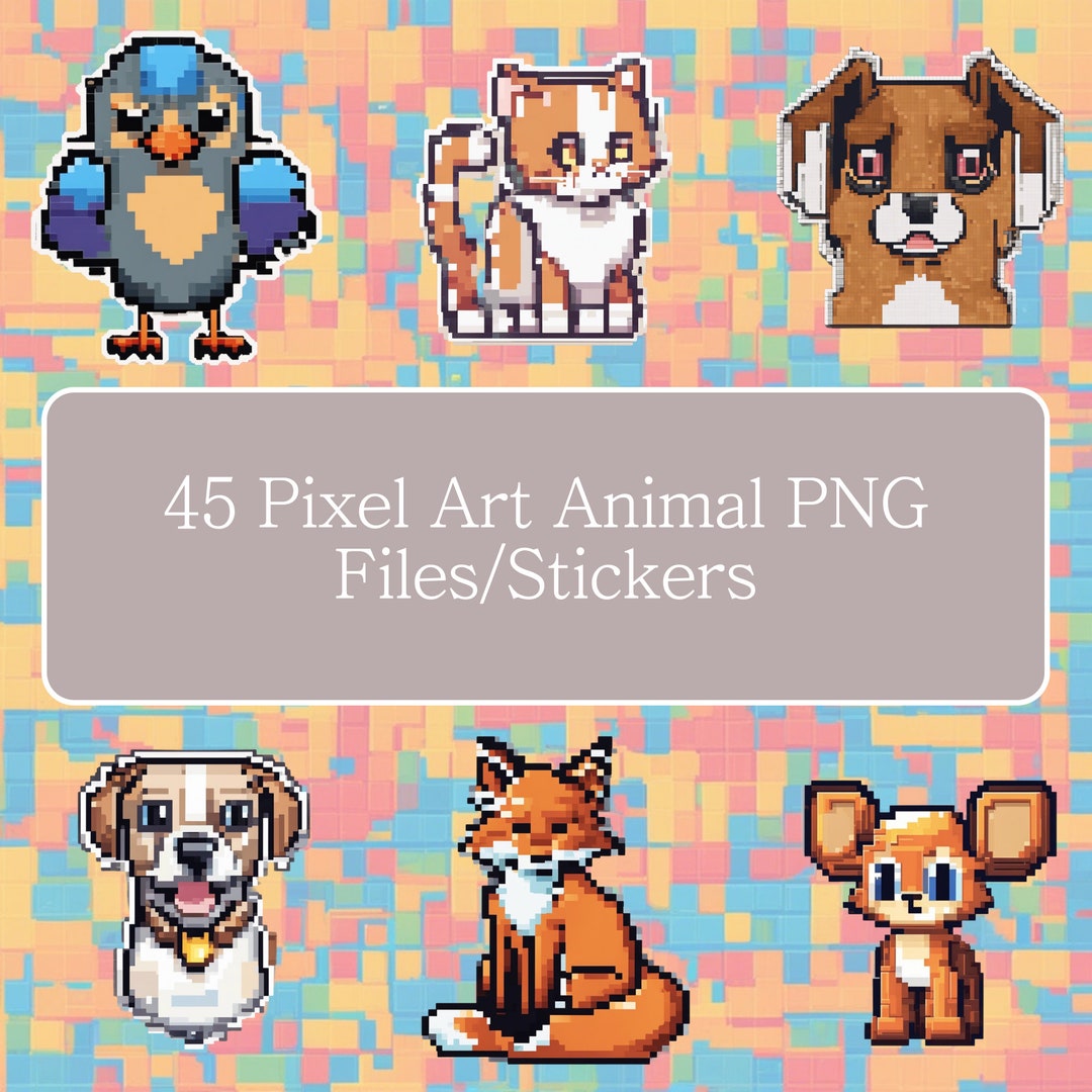 Pixel Menagerie - 45 Pixel Art Animal PNG Files/stickers Pack - Etsy