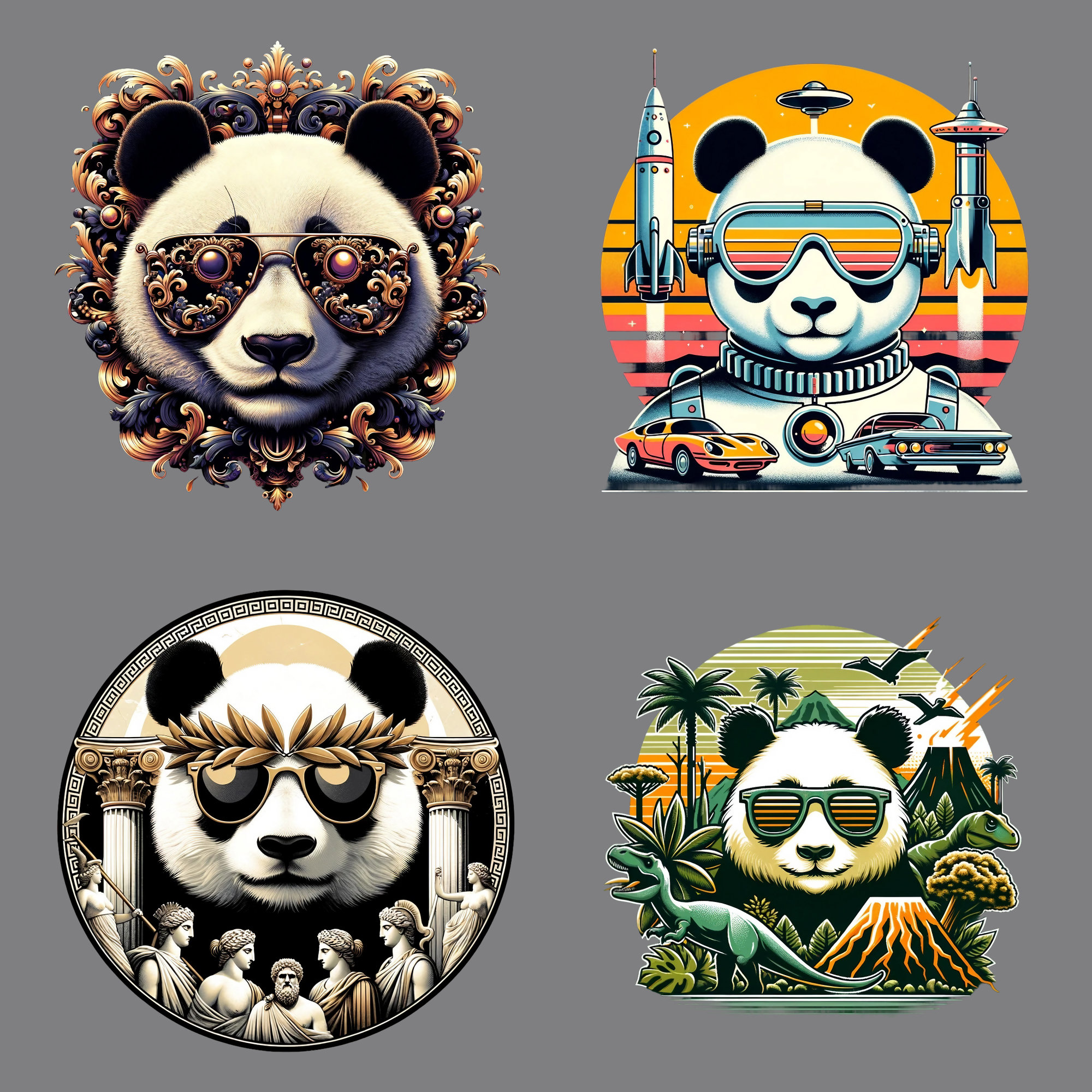 Panda Design Bundle PNG Pack, Png Files, Png Designs, Digital Product ...