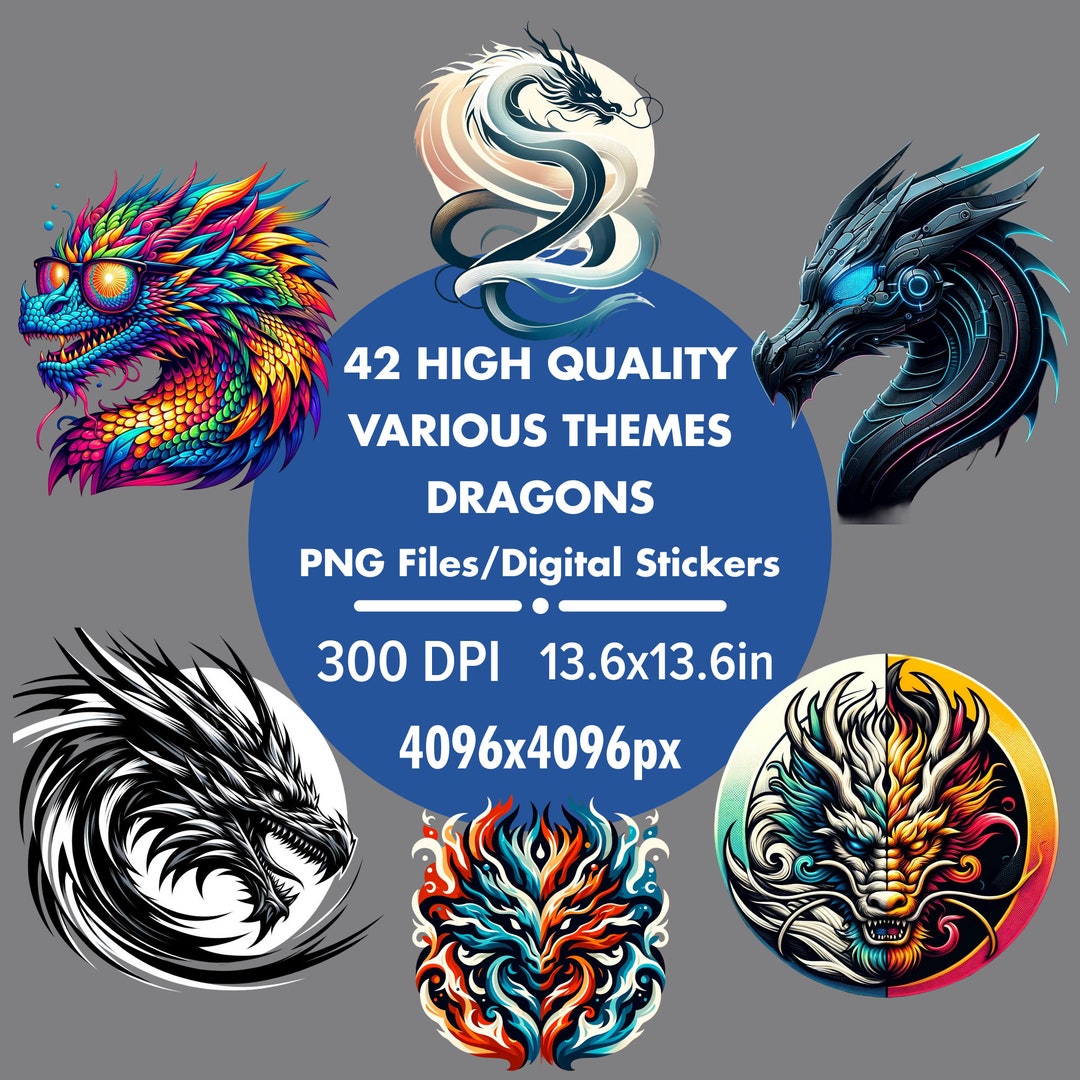 Dragon Design Bundle PNG Pack, Png Files, Png Designs, Digital Product ...