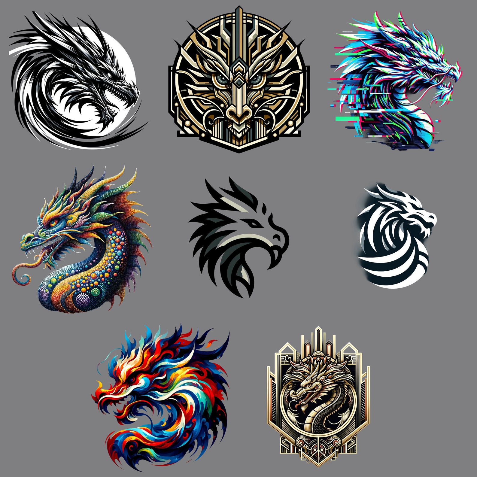 Dragon Design Bundle PNG Pack, Png Files, Png Designs, Digital Product ...