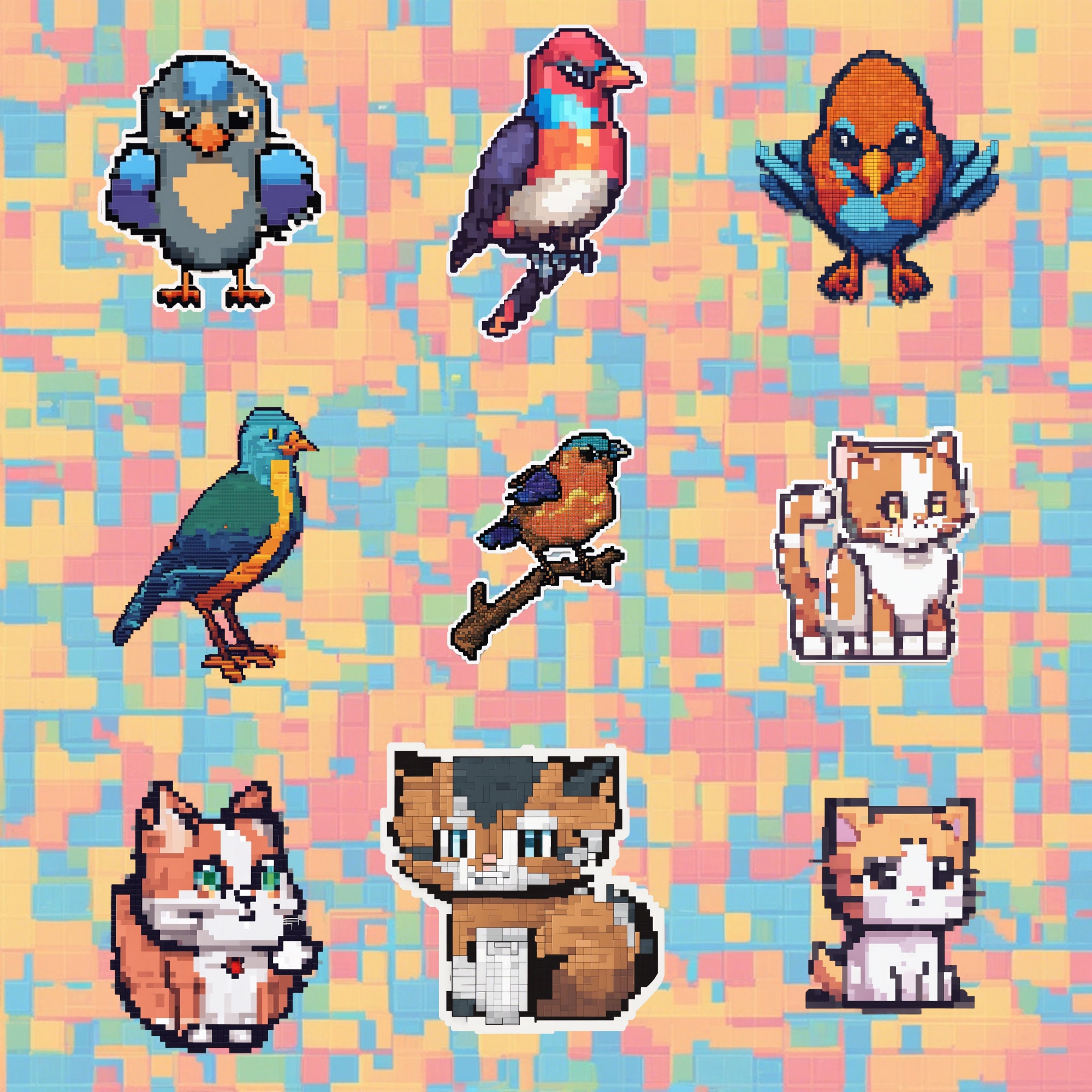 Pixel Menagerie 45 Pixel Art Animal PNG Files/stickers Pack - Etsy