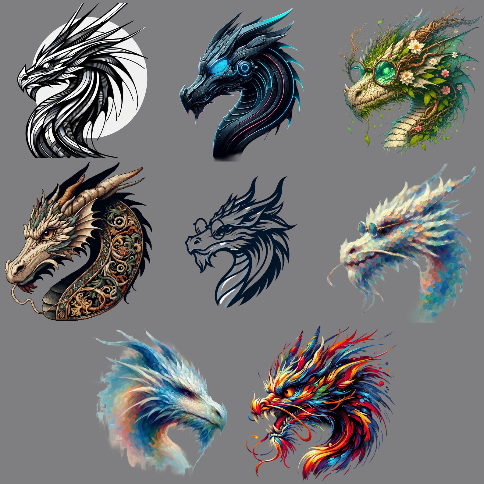 Dragon Design Bundle PNG Pack, Png Files, Png Designs, Digital Product ...