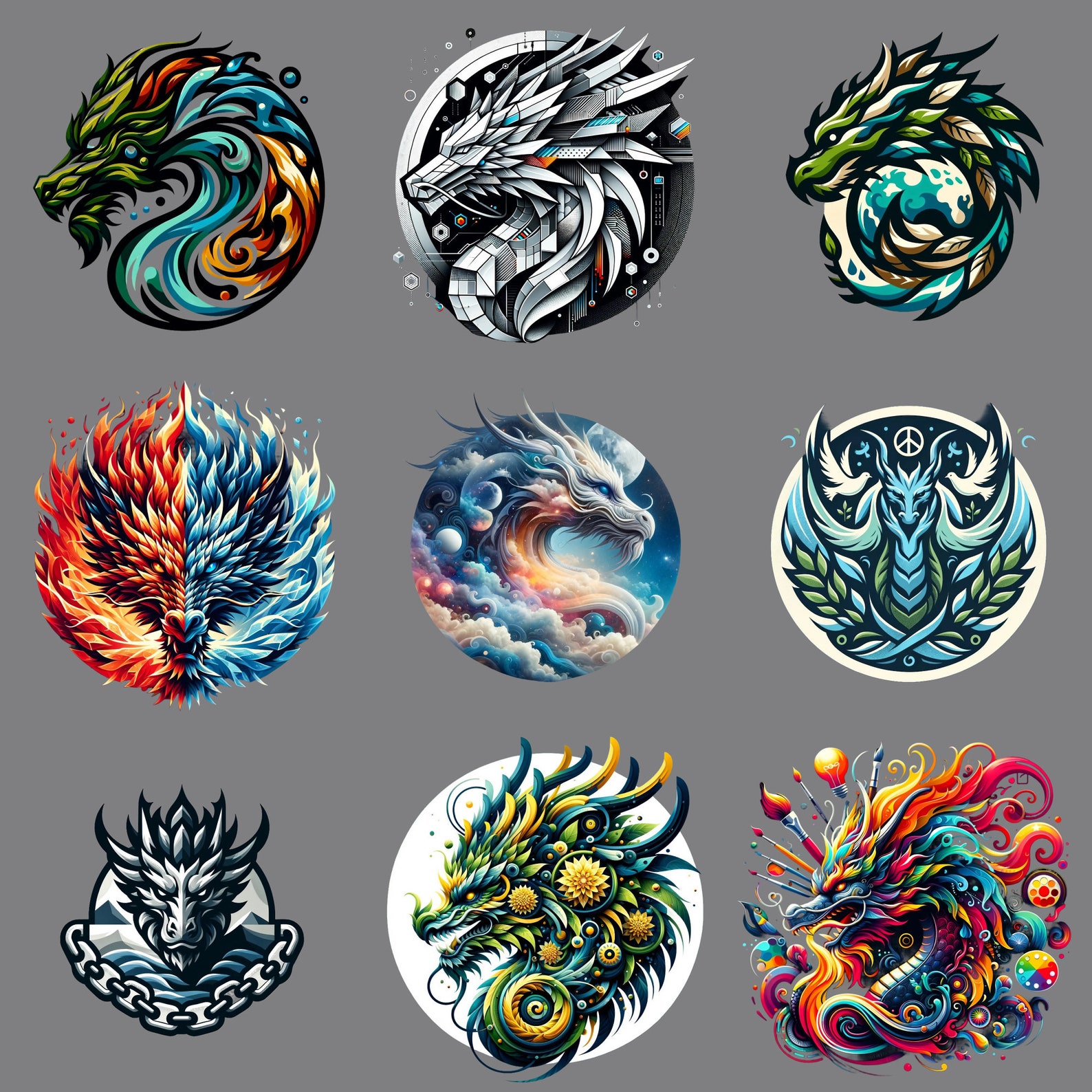 Dragon Design Bundle PNG Pack, Png Files, Png Designs, Digital Product ...
