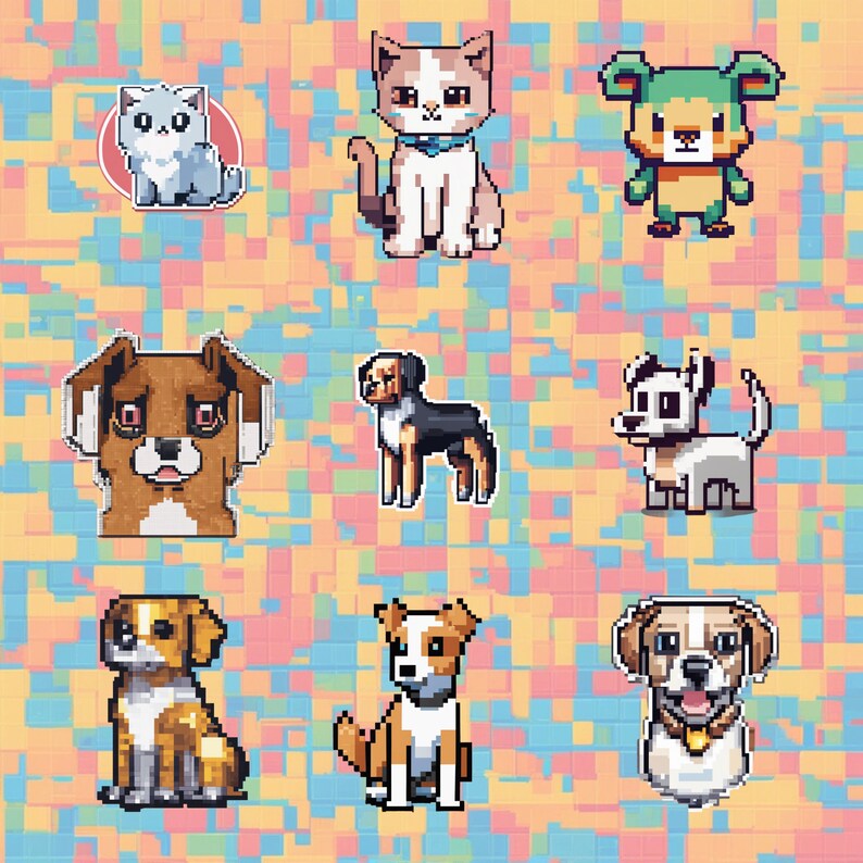 Pixel Menagerie 45 Pixel Art Animal PNG Files/stickers Pack - Etsy