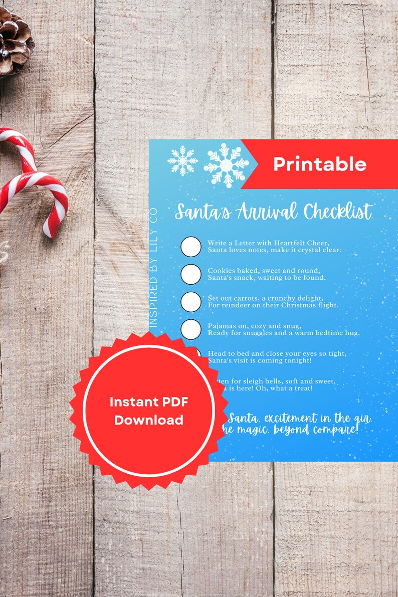 Letter to Santa Printable Christmas Printable Santa Checklist Letter to ...