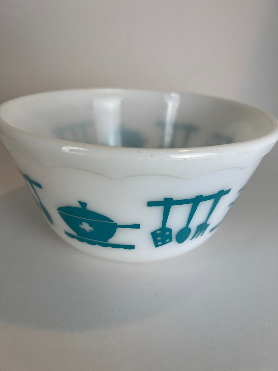 Vintage Turquoise Hazel Atlas Utensils and Pots Small Nesting Bowl - Etsy