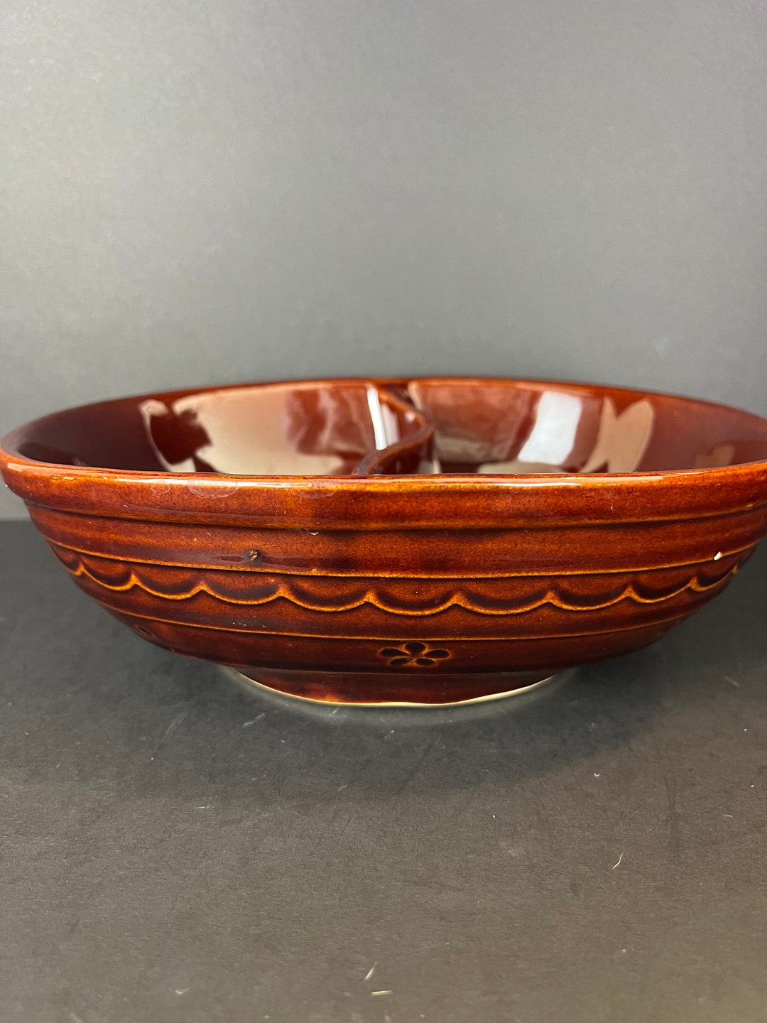 1950 Vintage MCM Marcrest Stoneware Daisy Dot 10in Divided Bowl - Etsy