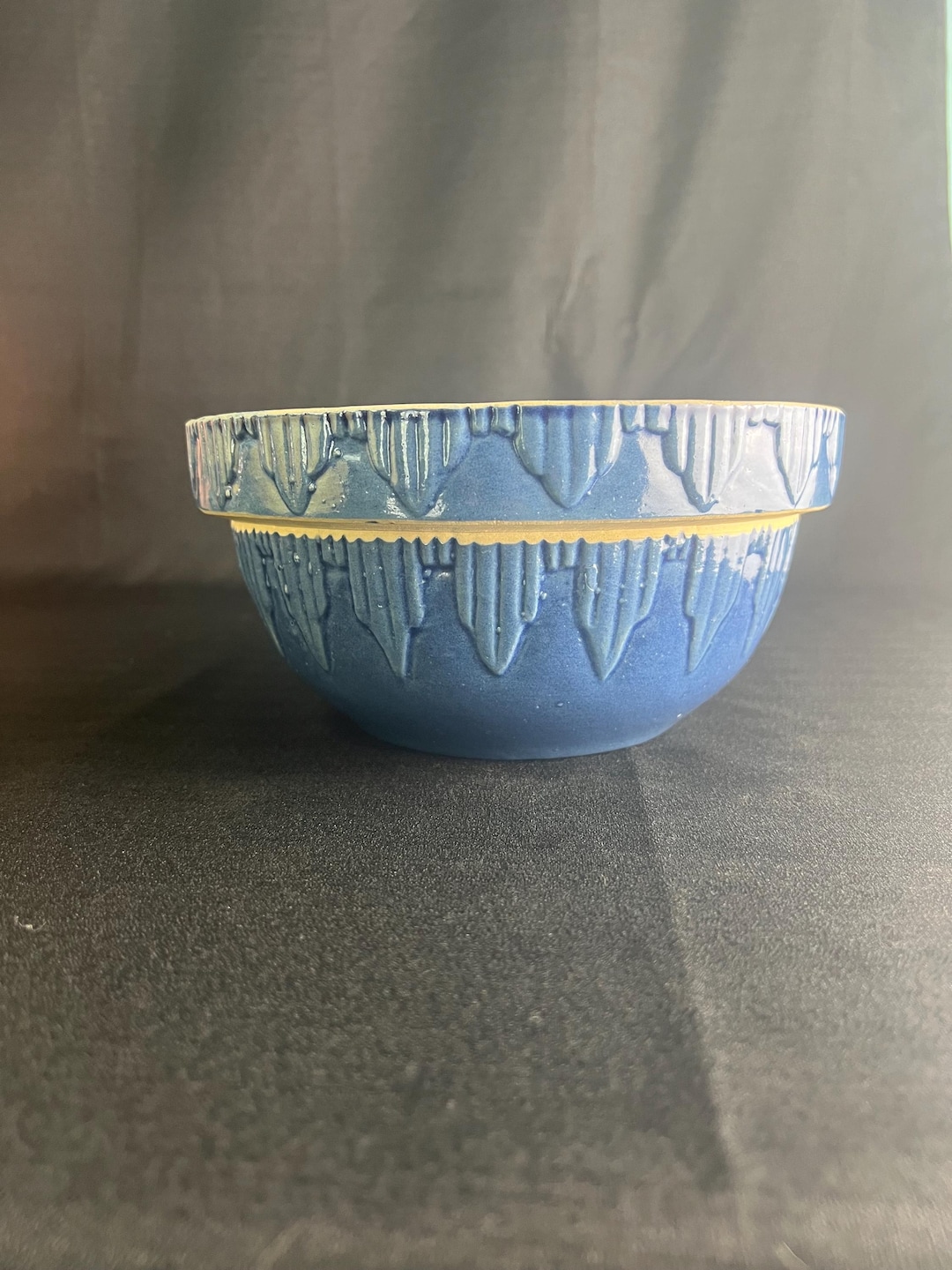 Vintage Clay City Pottery USA Large Blue Mixing Bowl--picket Fence ...
