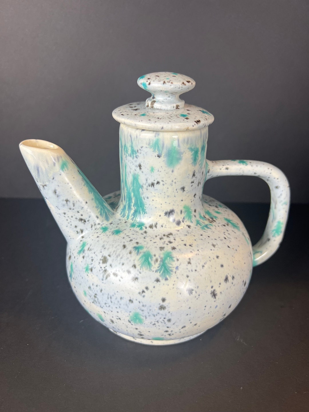 Vintage MCM AC Davey-like California Pottery Grey Black and Turquoise ...