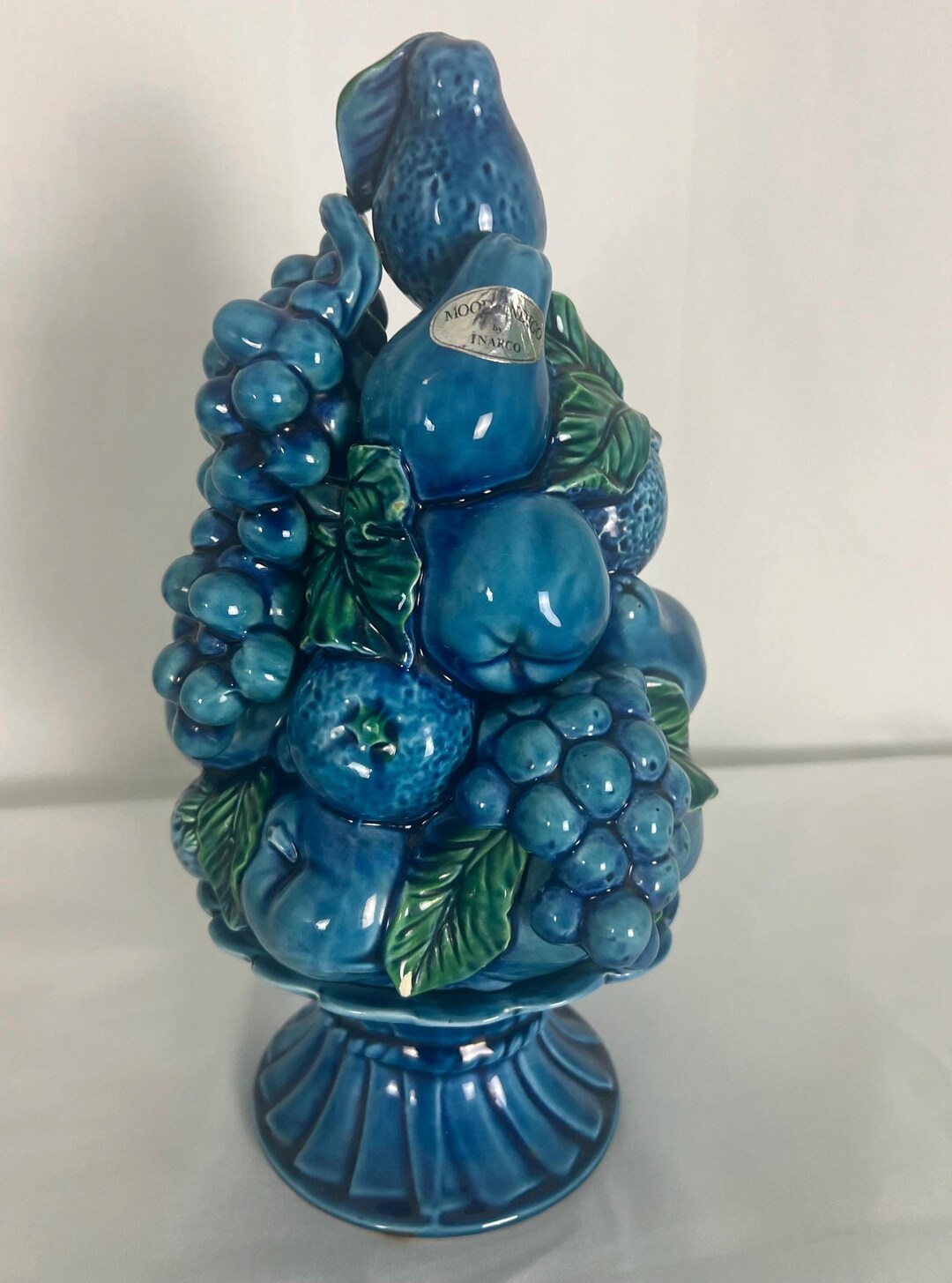 Vintage 1960's Inarco Moody Indigo Blue Majolica Fruit Topiaryceramic ...