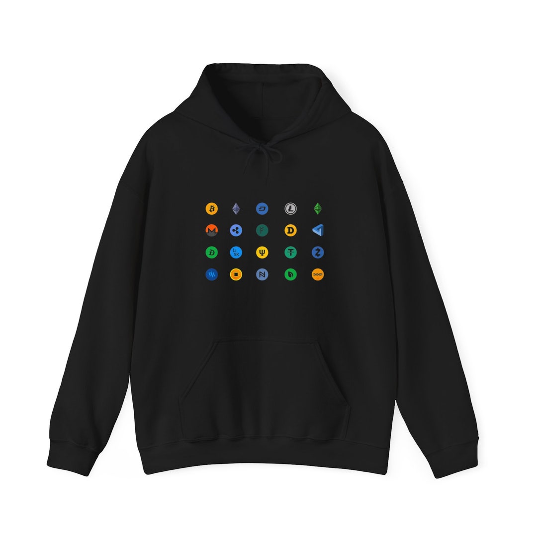Crypto Hoodie With Bitcoin, Ethereum, Dogecoin, Ripple Logos - Comfy ...