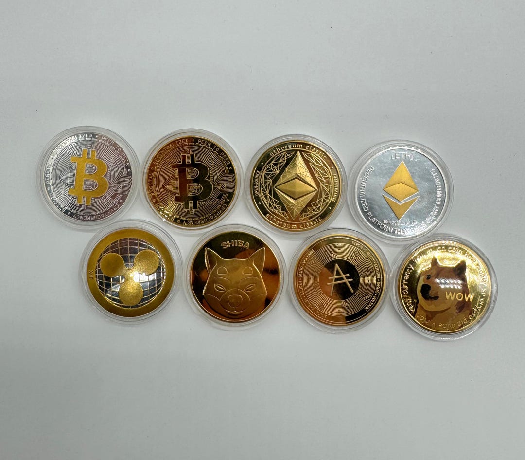 Bitcoin Collectors Coins - Set of 8 Coins. Physical Crypto Coins - Ethereum, Dogecoin, XRP ...