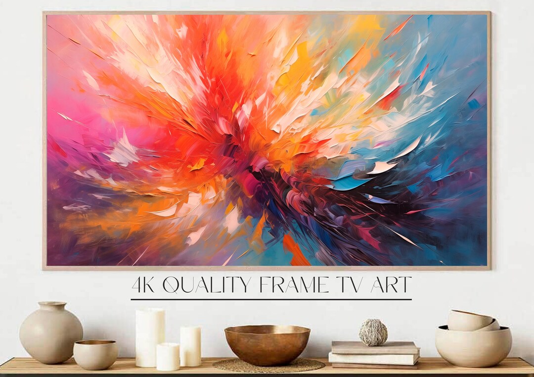 Textured Frame TV Art, Samsung Frame TV Art, Modern Abstract Oil ...