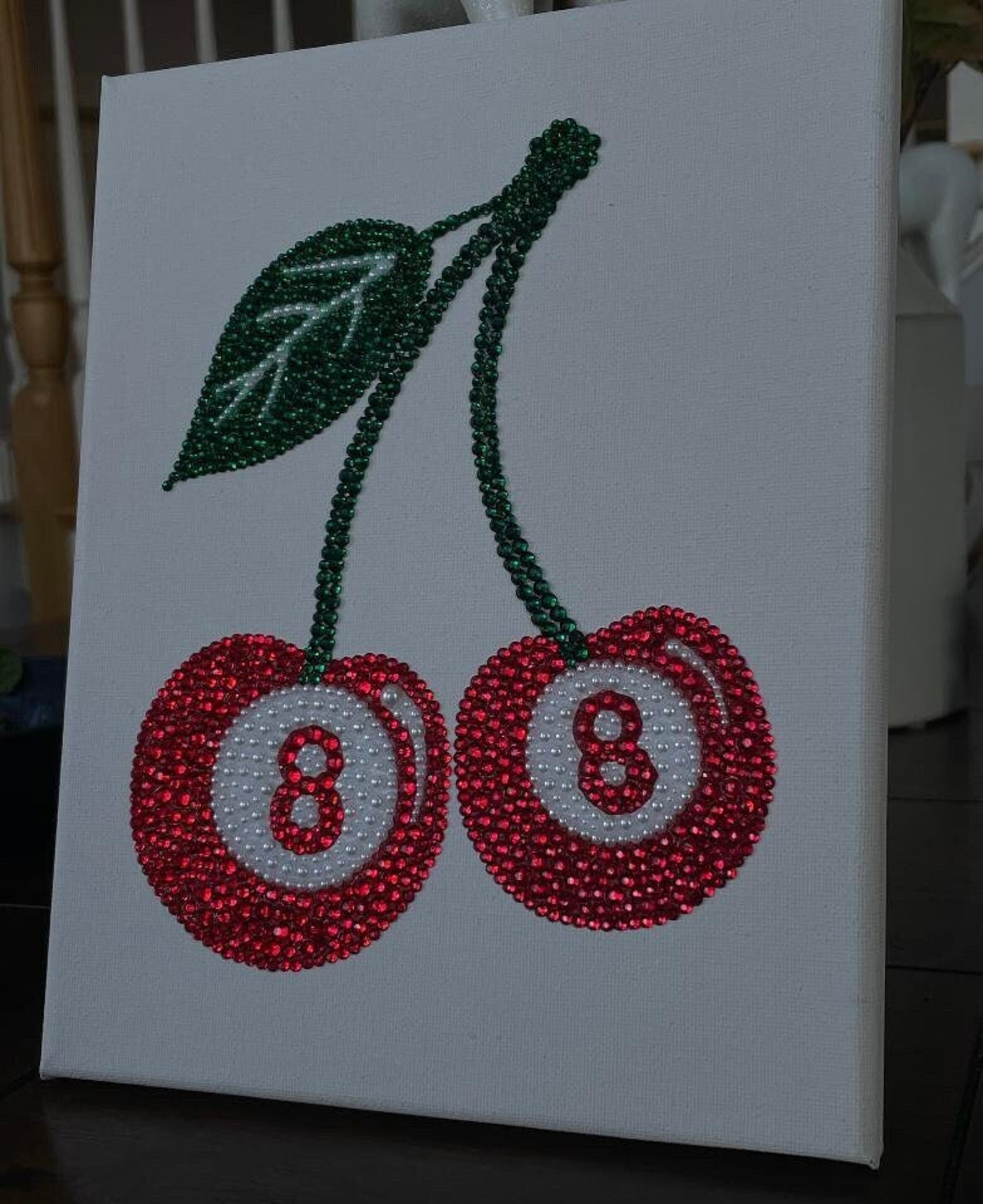 8 Ball Cherry Rhinestone Art 8x10 - Etsy