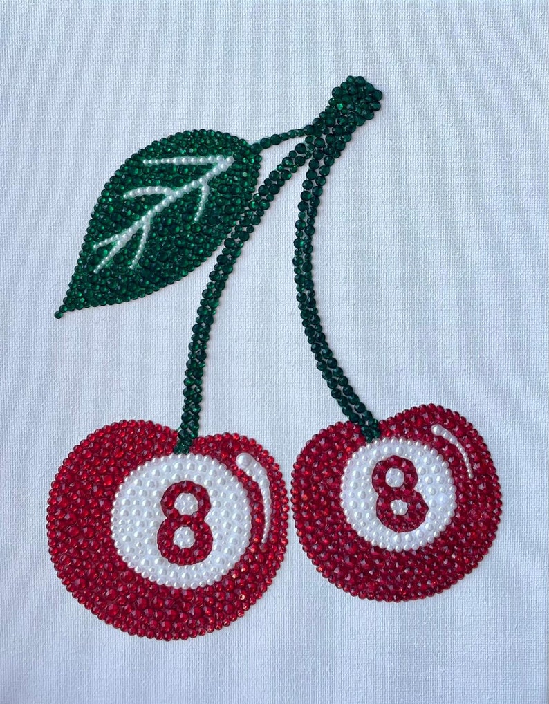 8 Ball Cherry Rhinestone Art 8x10 - Etsy